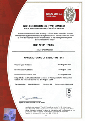 ISO-9001-KBK – Smart Metering – KBK Electronics (Pvt.) Ltd.
